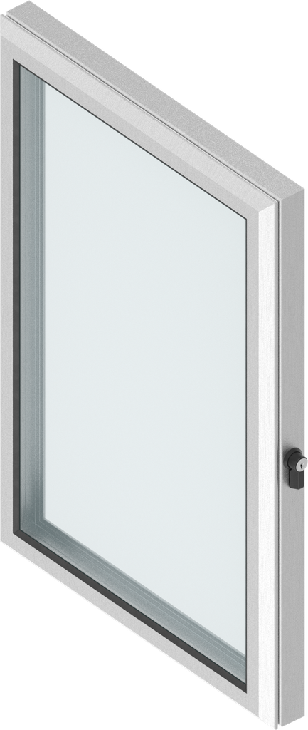 Aluminium window with 30 mm frame with wing knob quarter turn on the ...