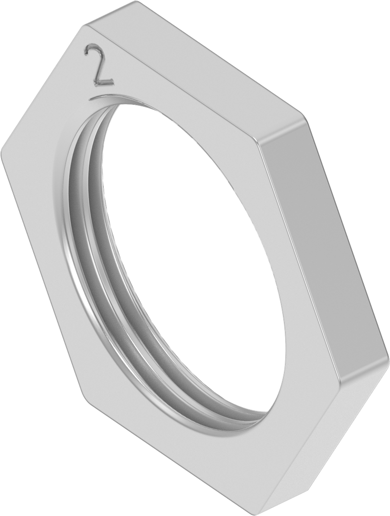 Nut M22 x 1.5, Stainless steel AISI 303; 1000-02-PF afgedraaid deel