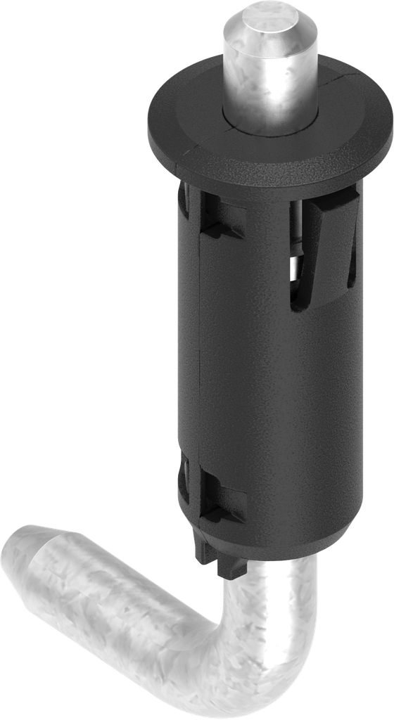 Pin hinge for Ts = 1 mm, Polyamide and zinc die black; 1117-U6
