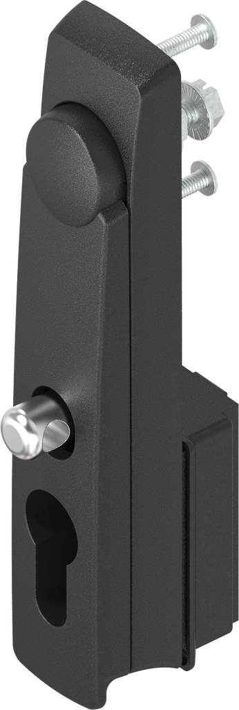 Maneta giratoria preparada para candado y cilindro perfilado, poliamida GF negro; 1225-U184