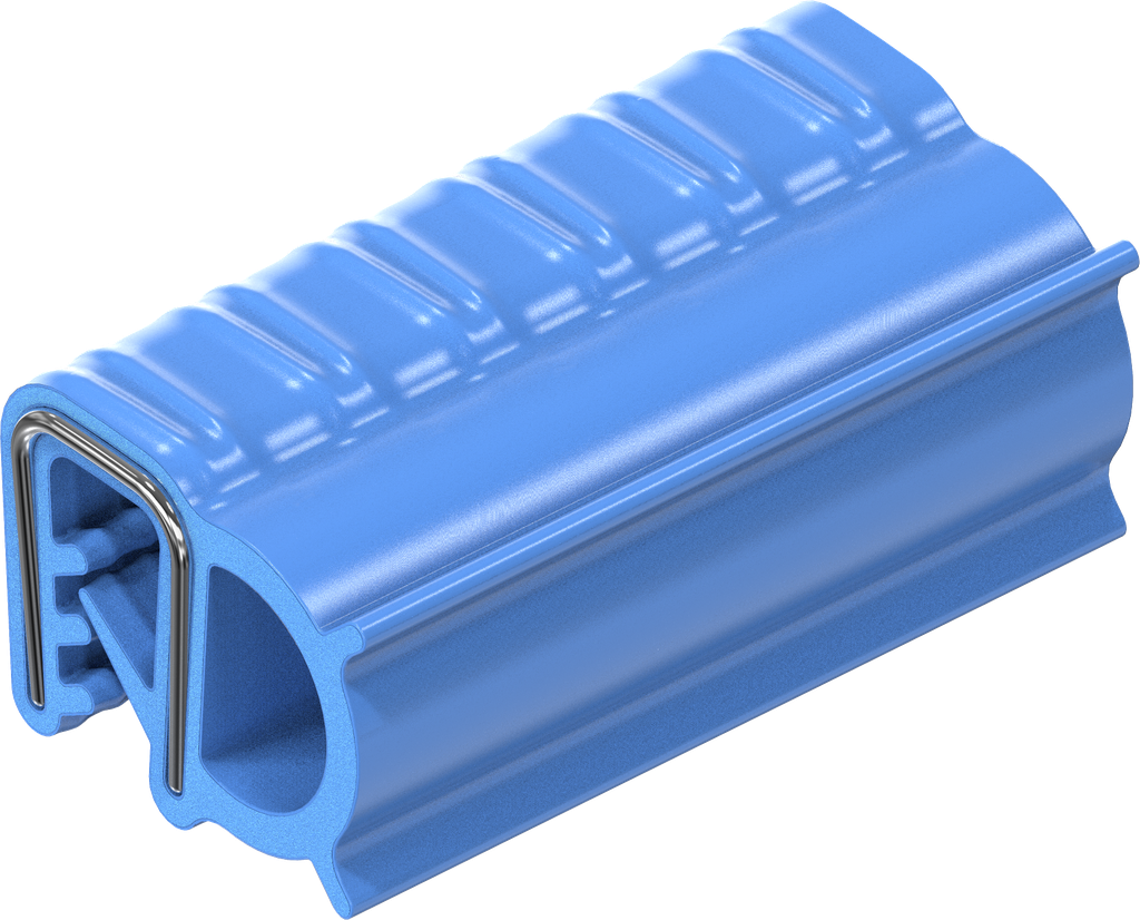 Sealing profile, self-clamping, Silicon solid material 60 ± 5 Shore A blue; 1011-S143 Seal made ...