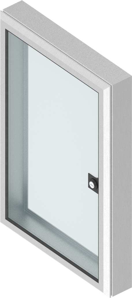 Aluminium window with 61 mm frame with cylinder quarter turn at the ...