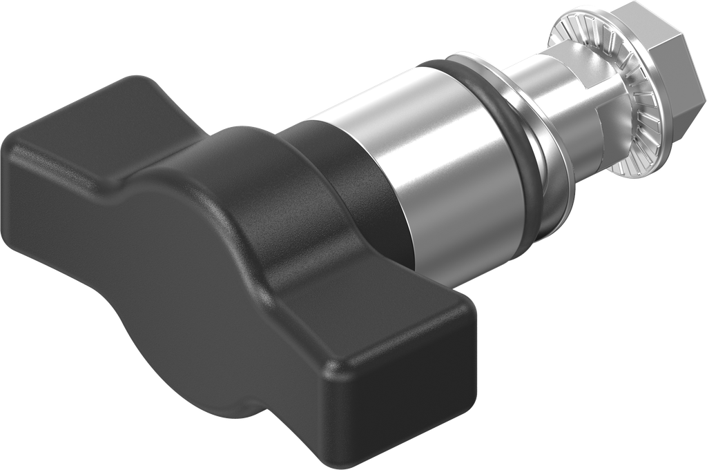 Wing knob insert, Polyamide black and stainless steel; 1000-U510 with O-ring