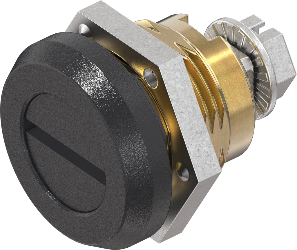 Safety quarter turn slot 2 x 4, Brass and zinc die black powder-coated; 1000-U652-01 with ...