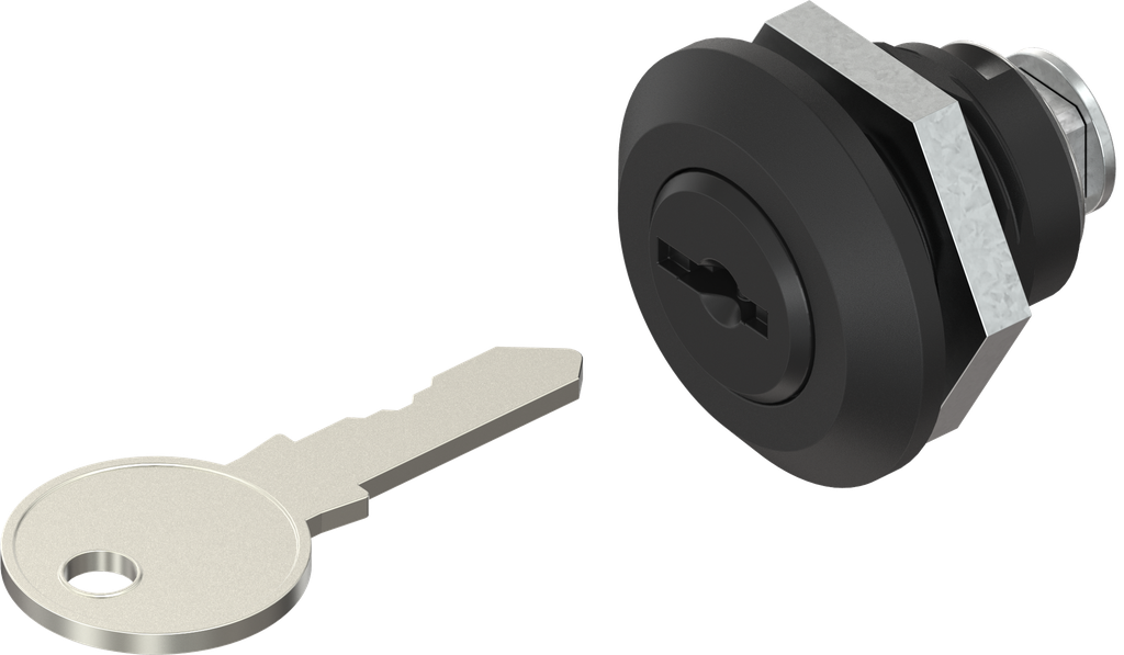 Cylinder quarter turn, keyed EK 333, Polyamide GF black; 1048-U20 with nut
