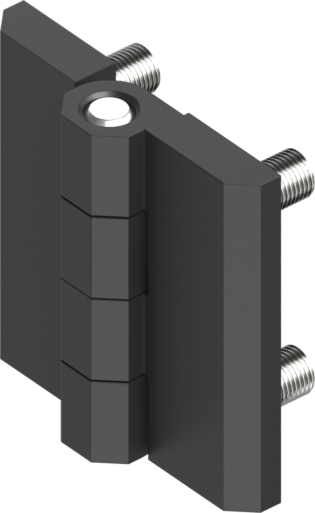 180° Hinge, Zinc die black powder-coated; 1056-U12 Dimension 60 x 60 mm