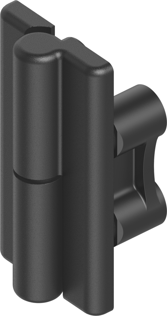 180° Hinge with fastening bow, left version, Zinc die black powder ...