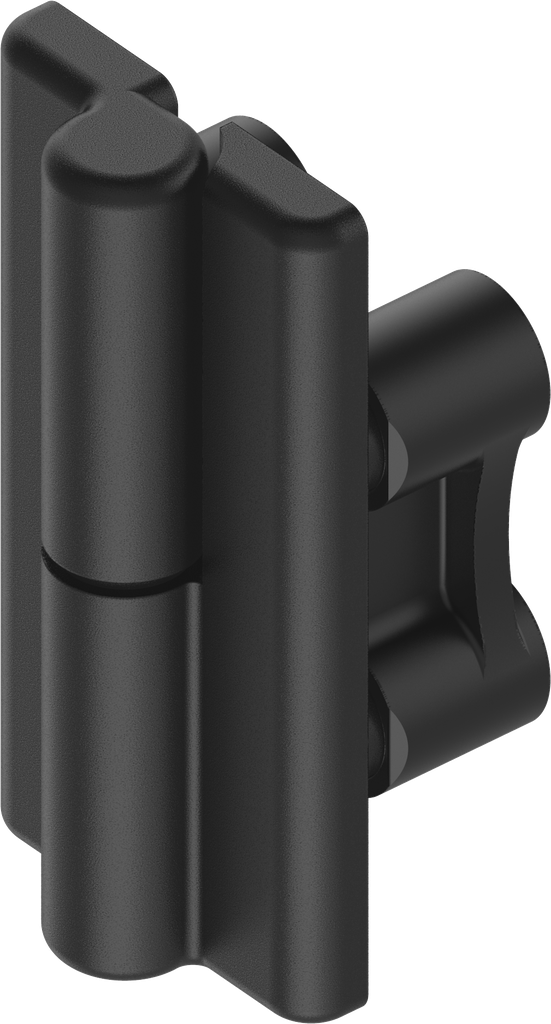 180° Hinge with fastening bow, right version, Zinc die black powder ...