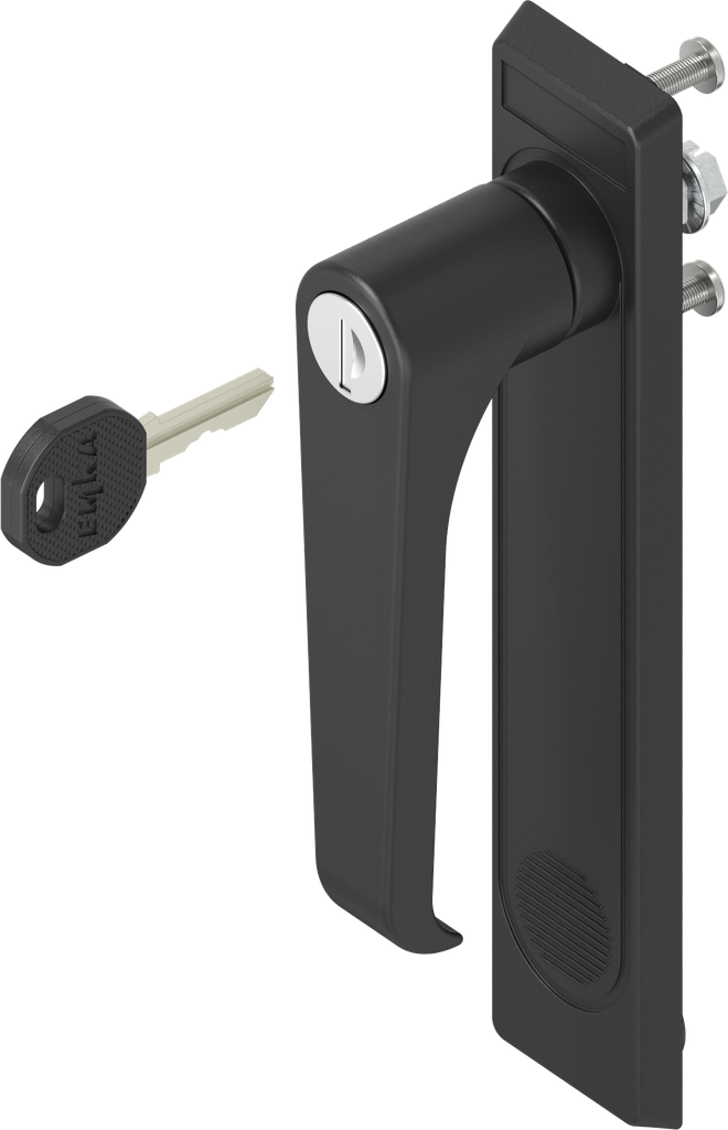 Escutcheon 2153 with L-handle, keyed EK 333, Polyamide black and zinc ...